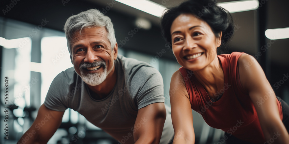 Senior couple enjoying exercise and sport as part of their daily ...