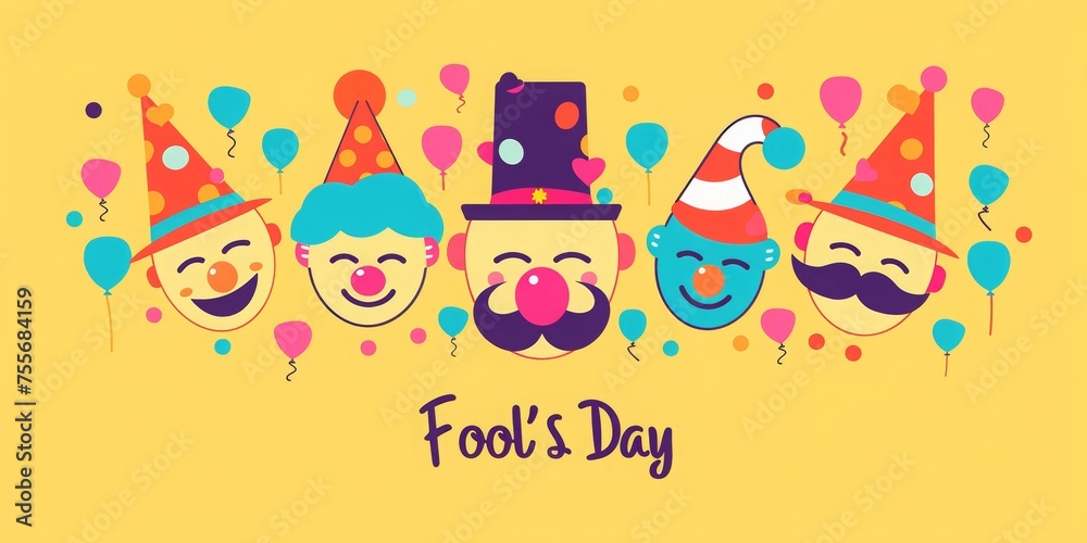 Funny smiling faces with mustaches and candy for April Fool's Day ...