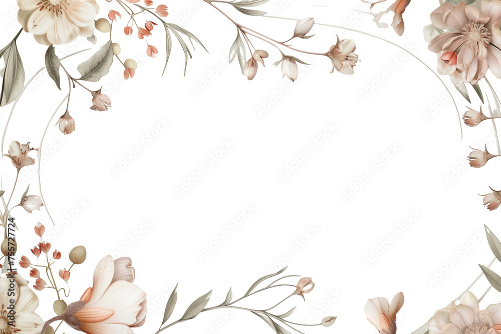 Vintage wild flowers frame isolated on transparent background, PNG ...