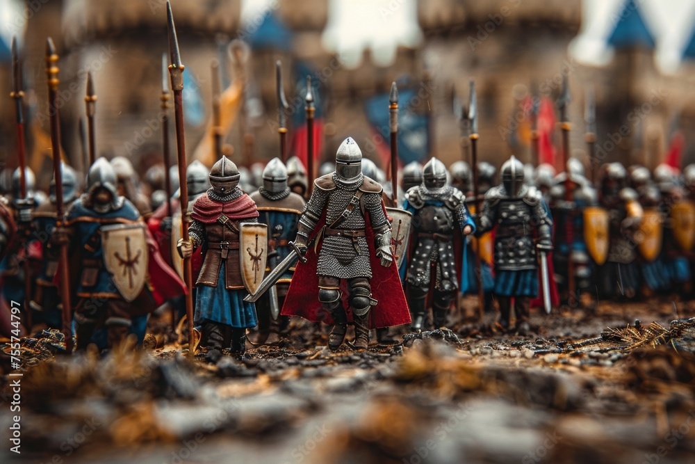 The knights charged into the fray, their armor glinting in the sunlight ...