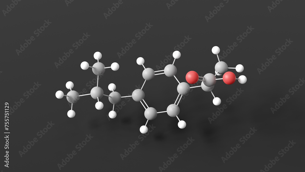 ibuprofen molecular structure, nonsteroidal anti-inflammatory drug ...