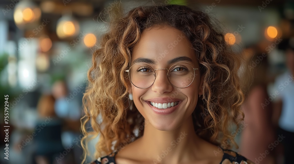 Successful group of business people collaborating and laughing in a ...