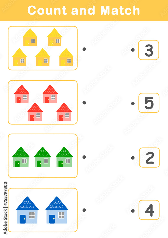 Ilustração Counting Game for Preschool Children. Math Activities for ...