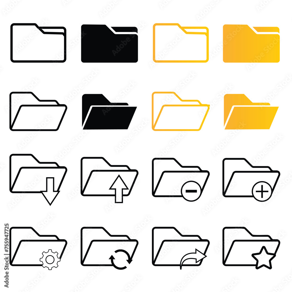 File folder icon set. Design for app, logo etc. Stock Vector | Adobe Stock