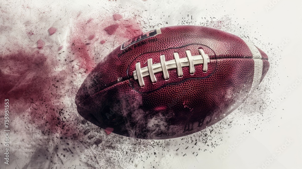 Dynamic American football in action burst - An American football with ...