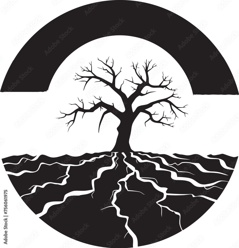 Arid Acres Vector Logo of Arid Land Searing Sands Drought Land Icon ...