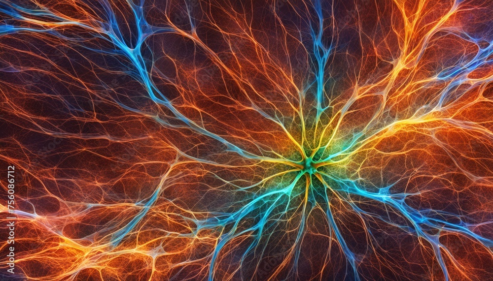 Ilustrace Abstract Neurons and Microglia. Microglial cells are the most ...