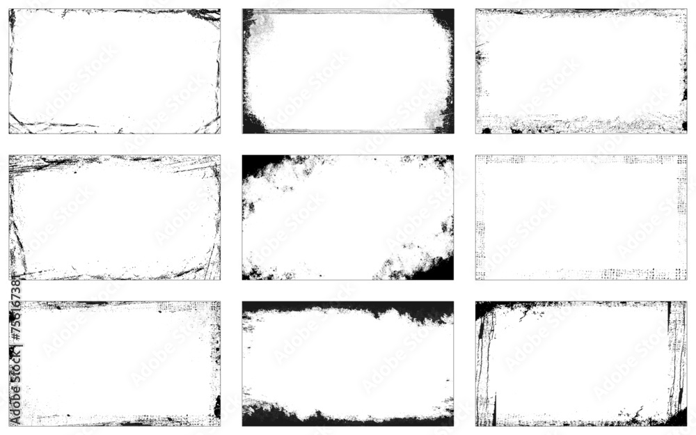 Collection of grunge borders. Vector. Stock Vector | Adobe Stock