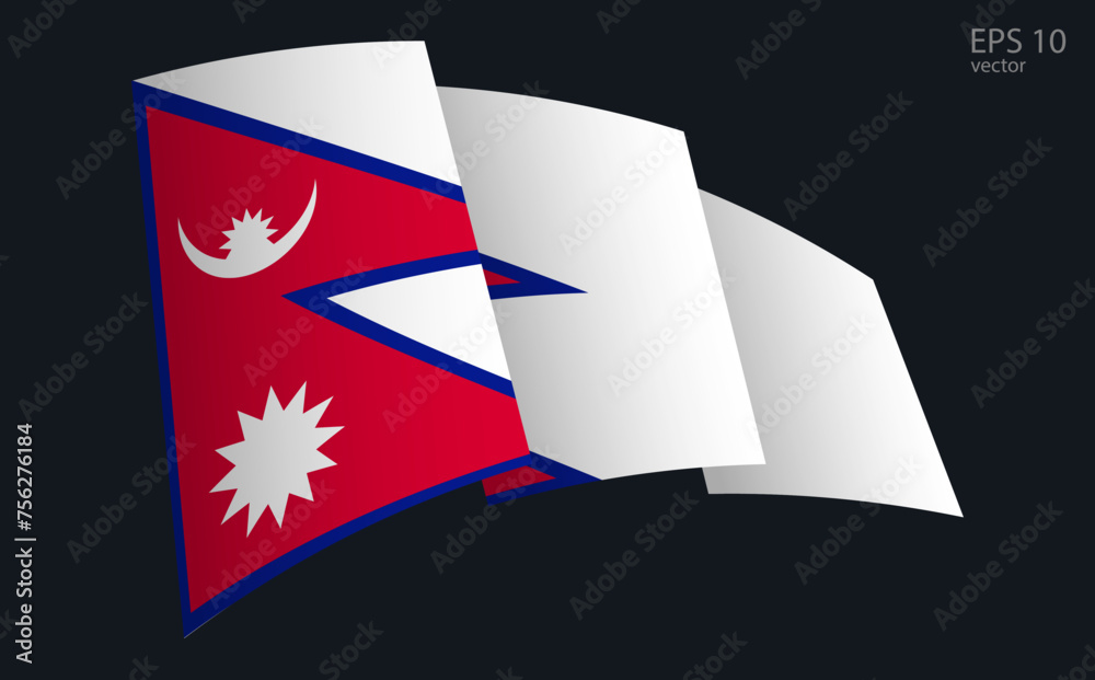 Waving Vector flag of Nepal. National flag waving symbol. Banner design ...