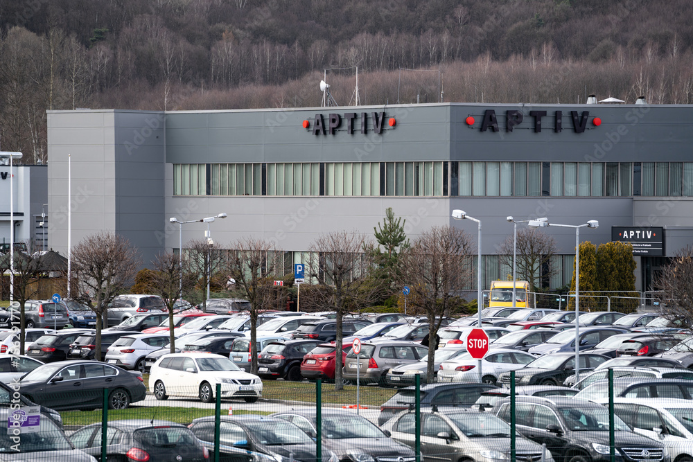 Aptiv building with logo sign. Automotive technology company, technical ...