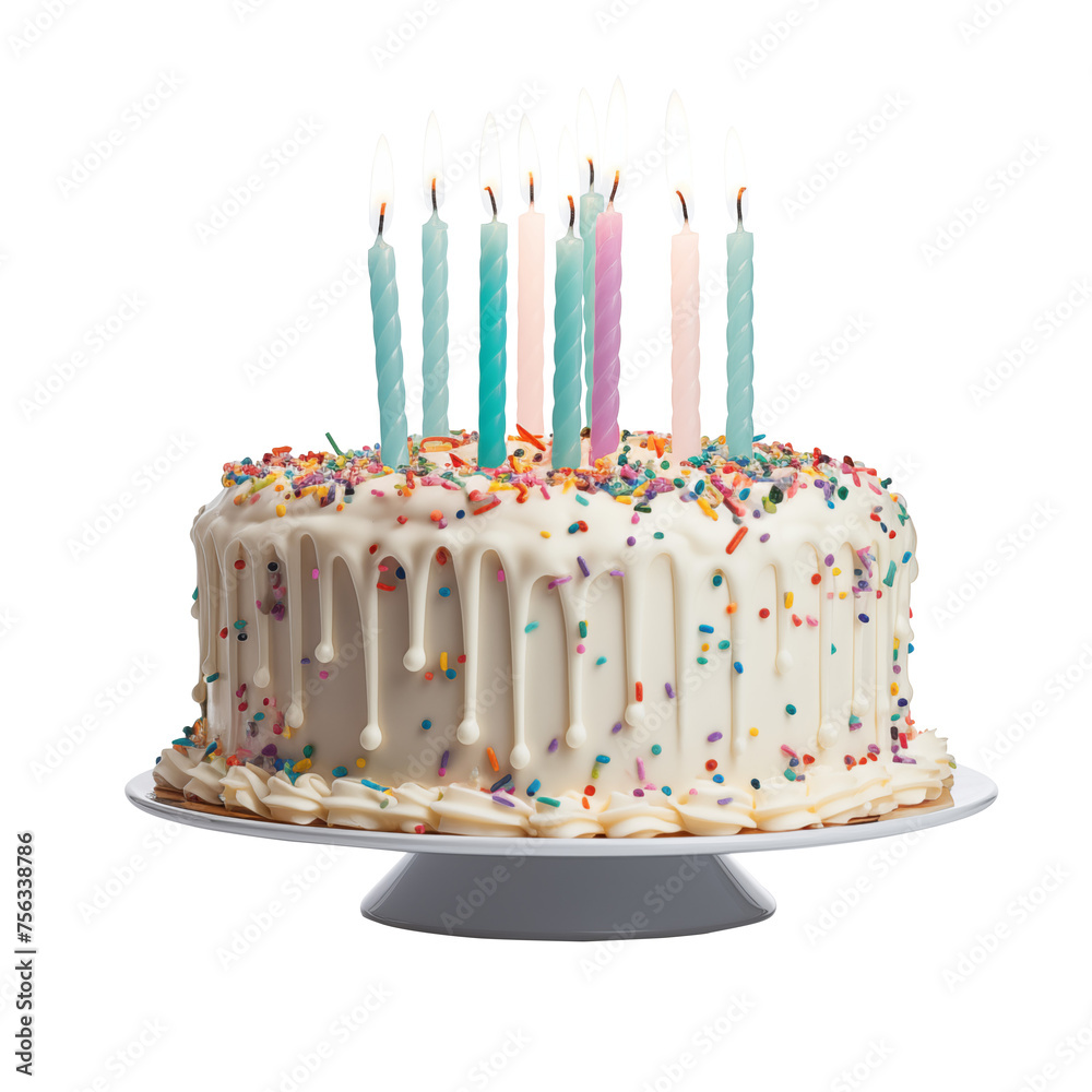 birthday cake with candles isolated on transparent background Remove ...