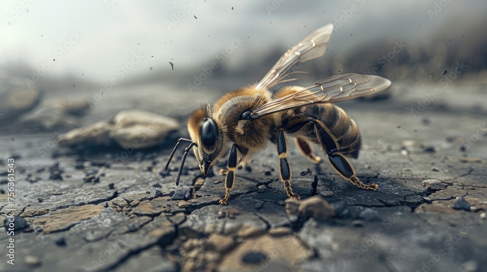 a barren world through a poignant photo depicting a lone bee lying dead ...