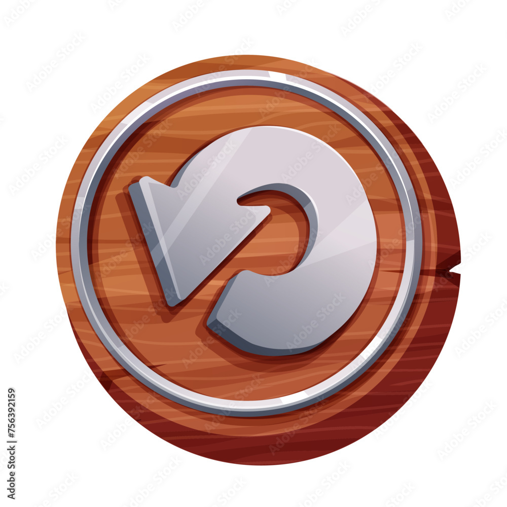 Wood circle panel with metal border, frame isolated on white background ...