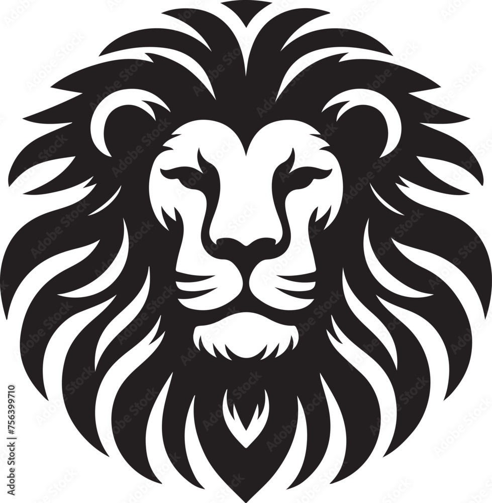 Lion Face line art Vector Illustration Black Stock Vector | Adobe Stock