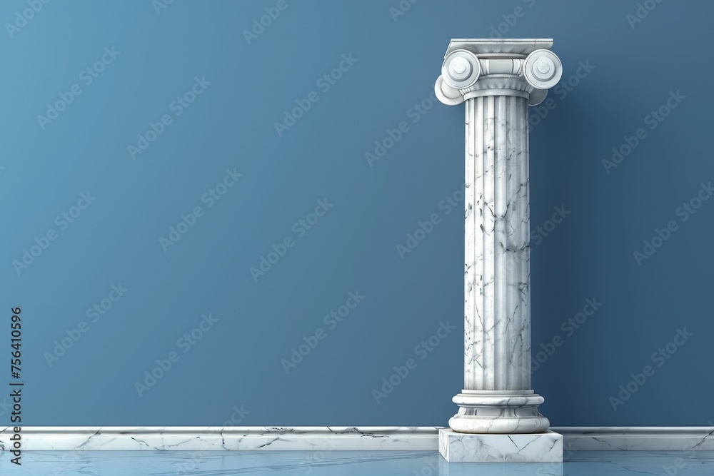 Pillar column ancient greek white color stone marble, ionic style ...