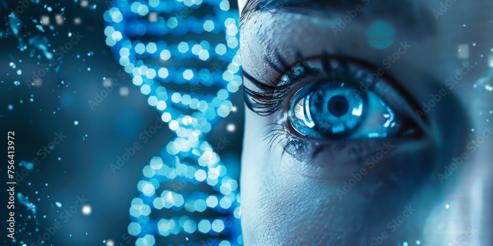 Extremely detailed image showcasing a human eye overlaid with a digital ...