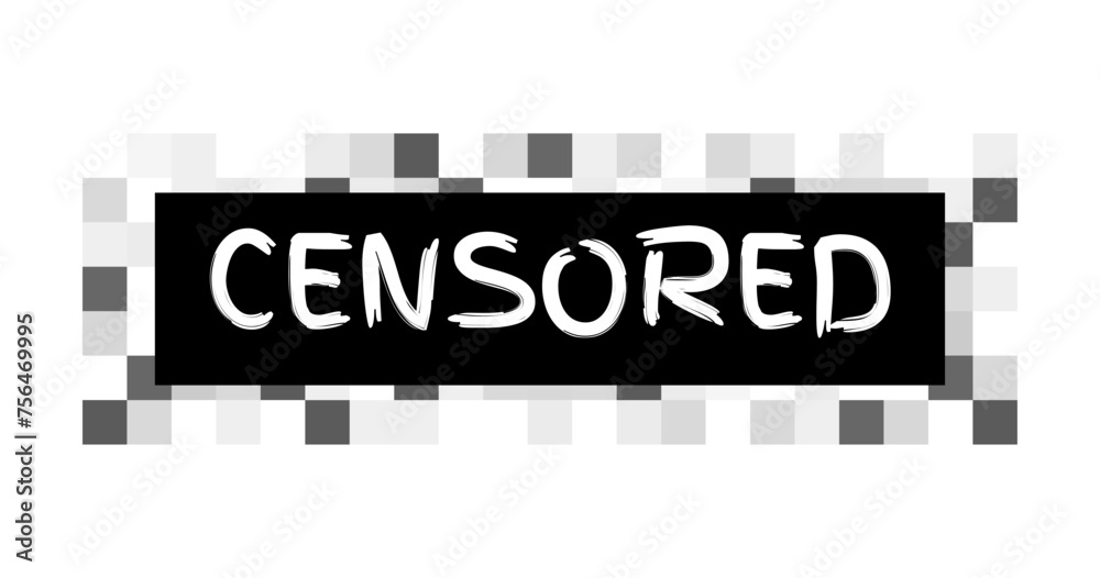 Pixel censored sign. Black censor bar concept. Censorship rectangle ...