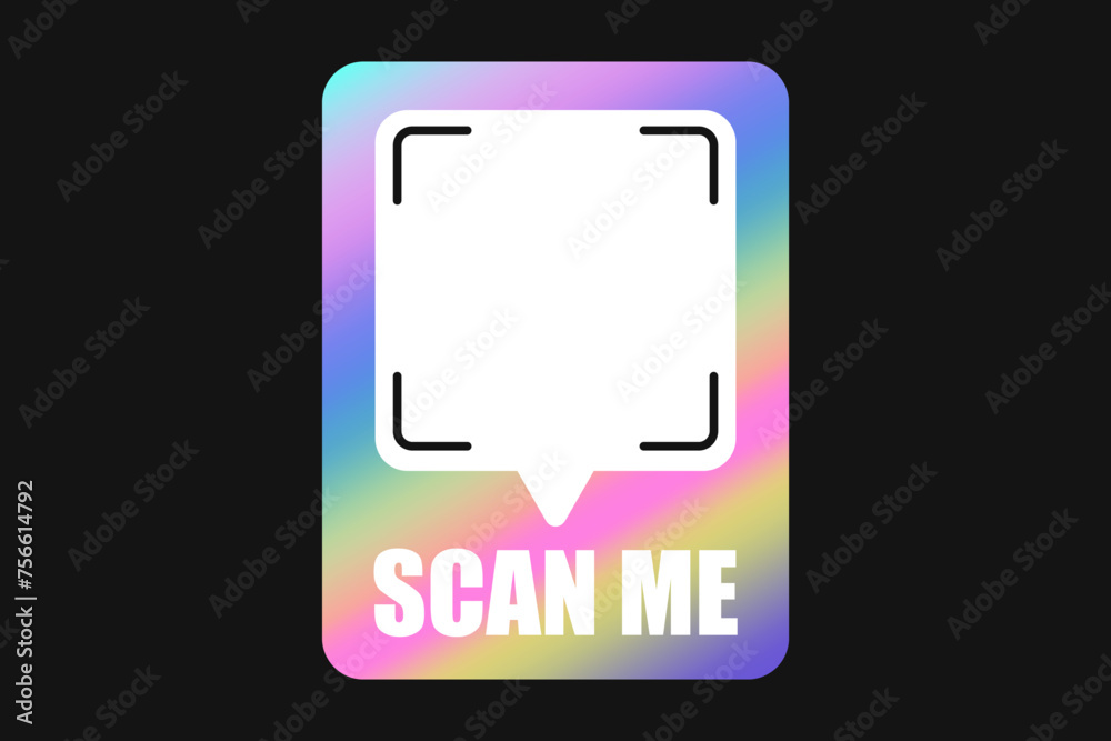 Neon vector frame QR code, scan me phone label template. Qr code mockup ...