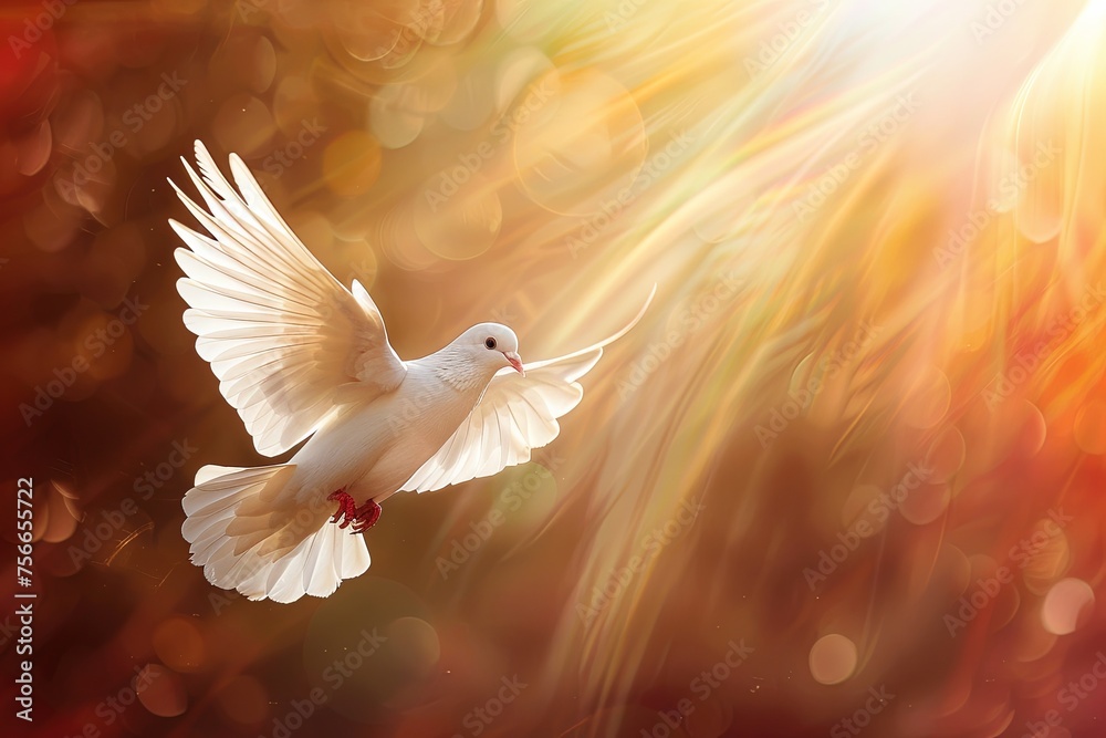 Winged dove with copy space. death and resurrection and easter dove ...