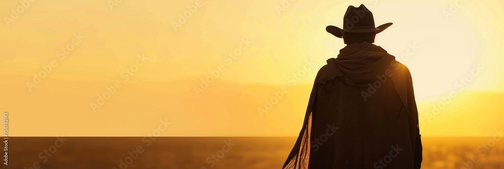 Typical Cowboy, Wild West Bandit in Traditional Stetson Hat and Shawl ...
