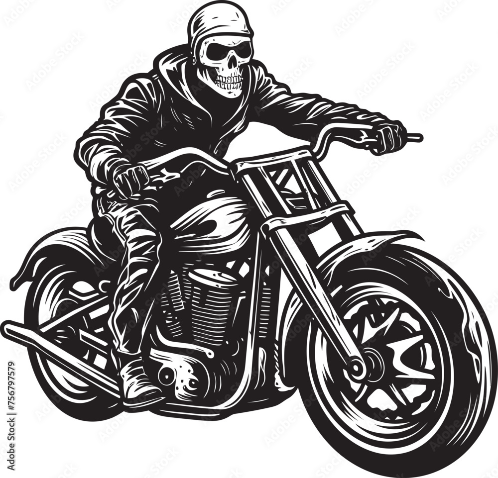 Haunted Highway: Skeleton Biker Black Logo Icon Bone Cruisin': Skeleton ...