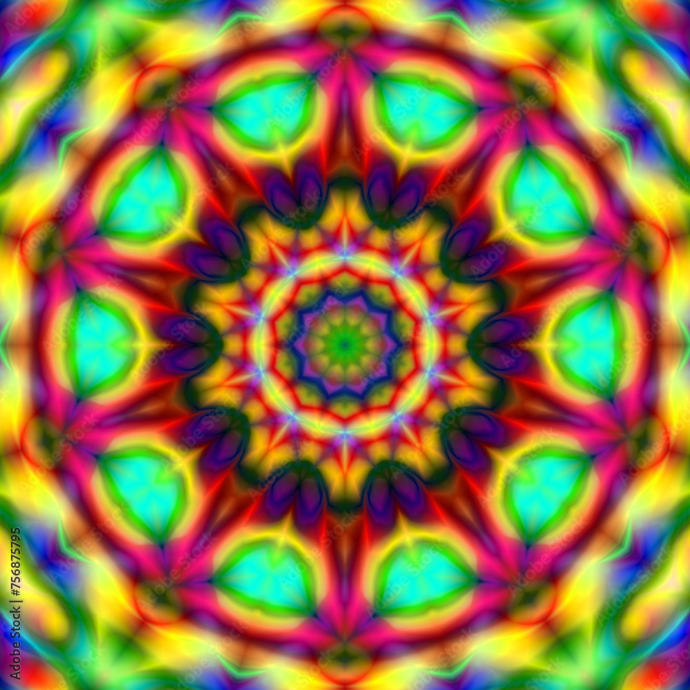 Psychedelic 3D seamless loop with trippy futuristic mandala background ...