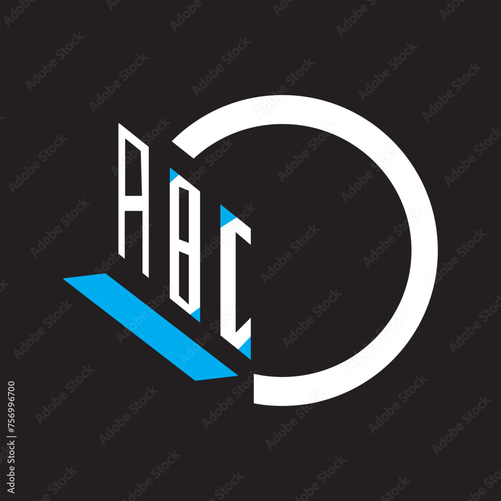 ABC letter logo vector design blue an white black color background ABC ...