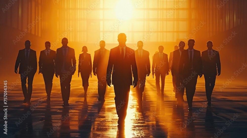 Corporate Leadership, Executives and leaders guiding teams towards ...