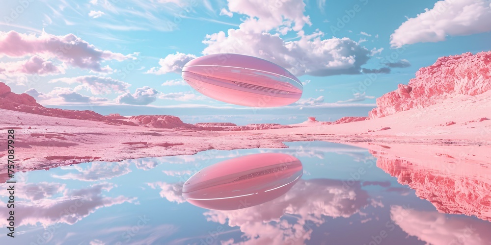 ภาพประกอบ Stock Pink Floyd - A pink, reflective surface with a UFO ...