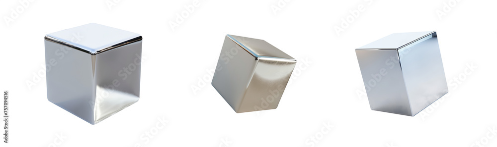White, silver, gray cube set isolated transparent PNG. 3D box square ...