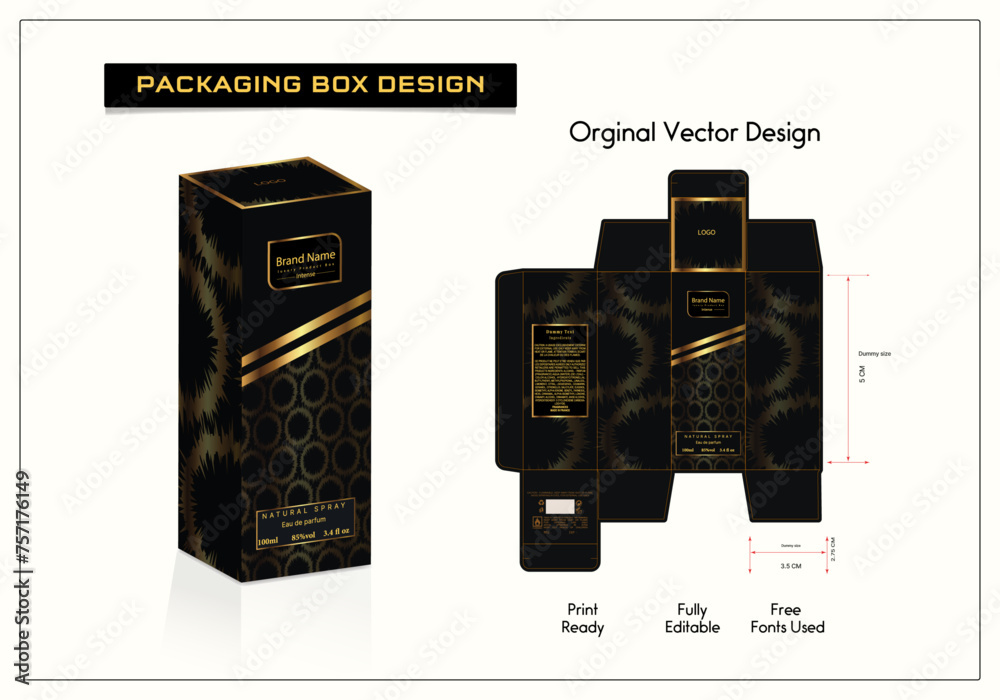 Luxury Packaging box design with Box dies line, 3d Box Mockup, icon ...