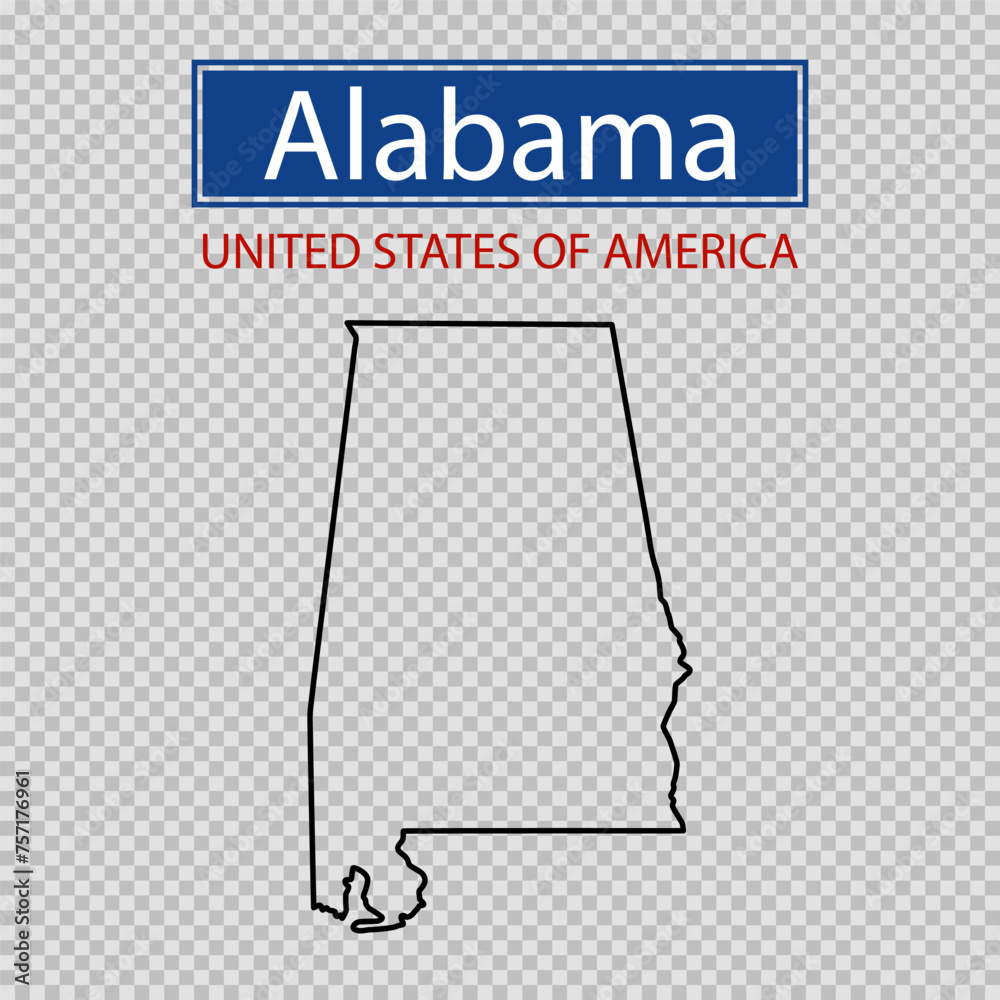 Alabama state outline map on a transparent background, United States of ...