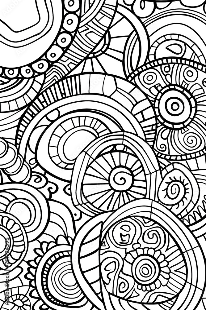 Circular and spiral patterns with complex details and designs in a ...