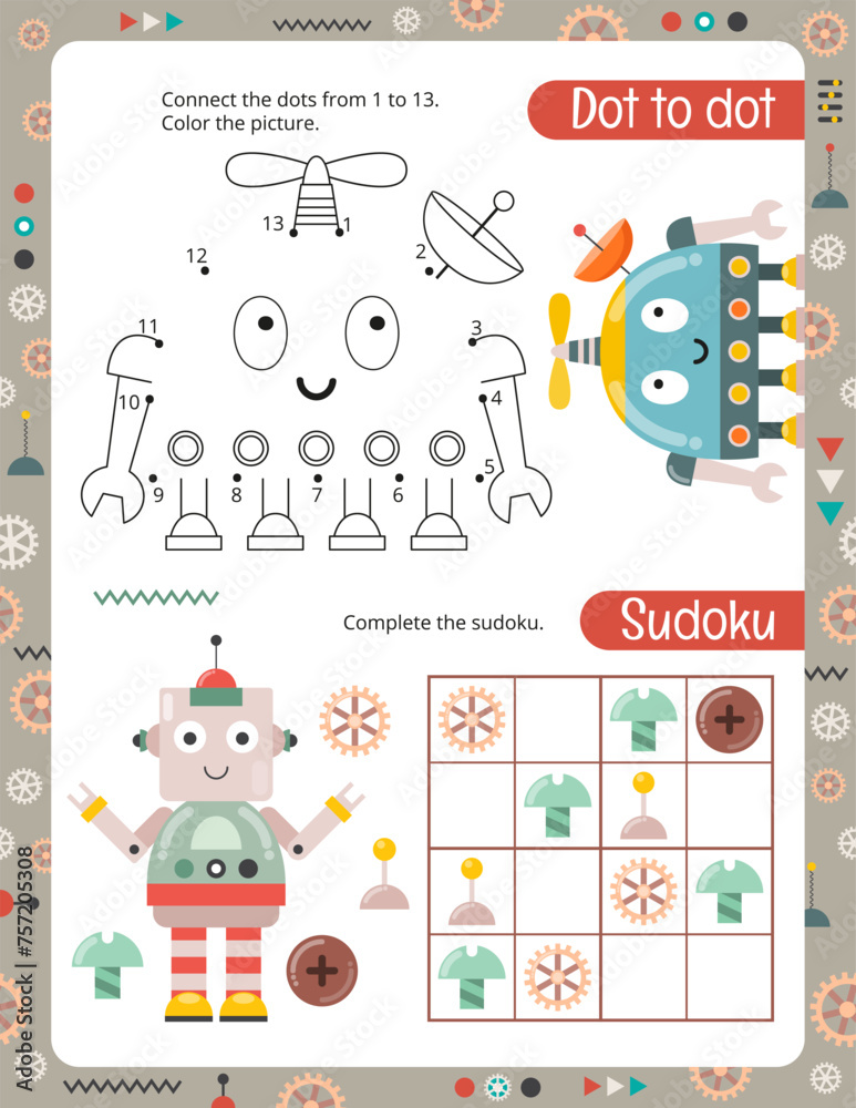 Vector de Stock Activity Pages for Kids. Printable Activity Sheet with ...