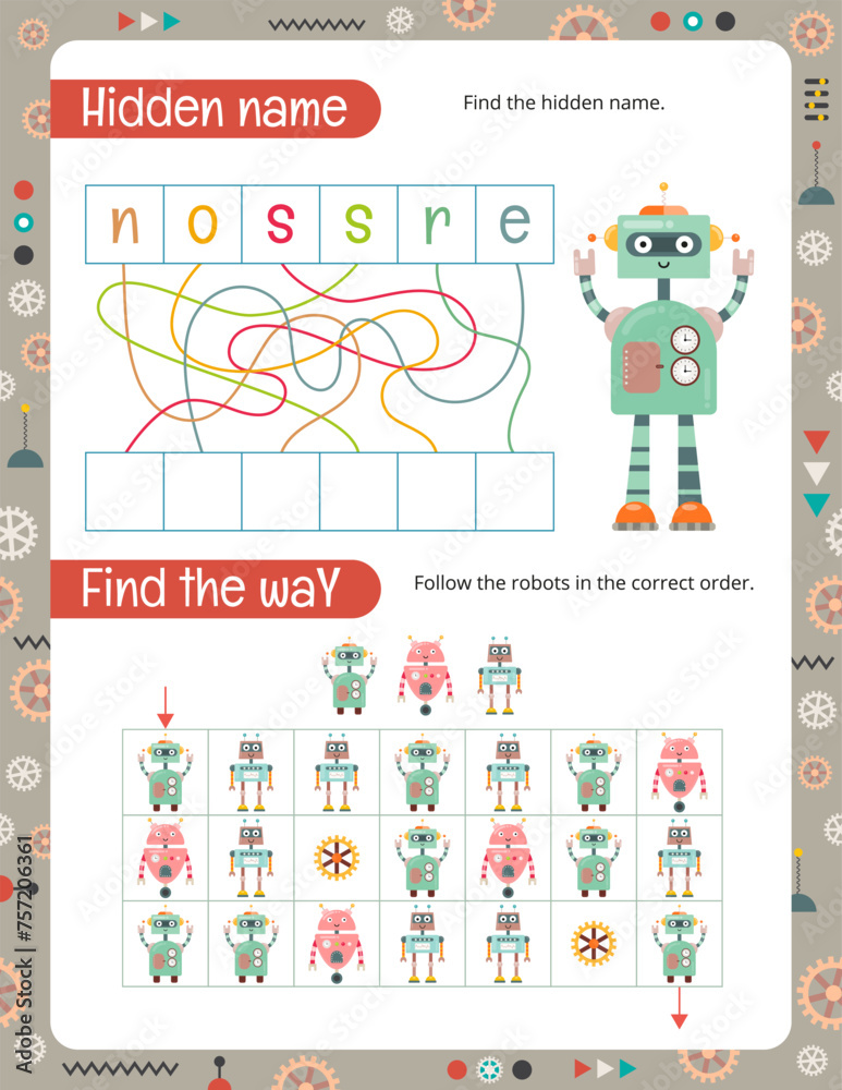Robot Activity Pages for Kids. Printable Activity Sheet with Activities ...