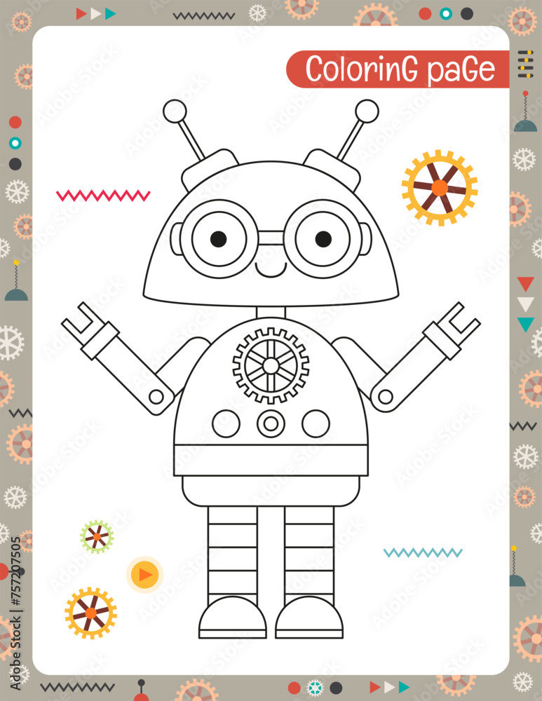 Robot Coloring page printable for kids. Preschool drawing games for ...