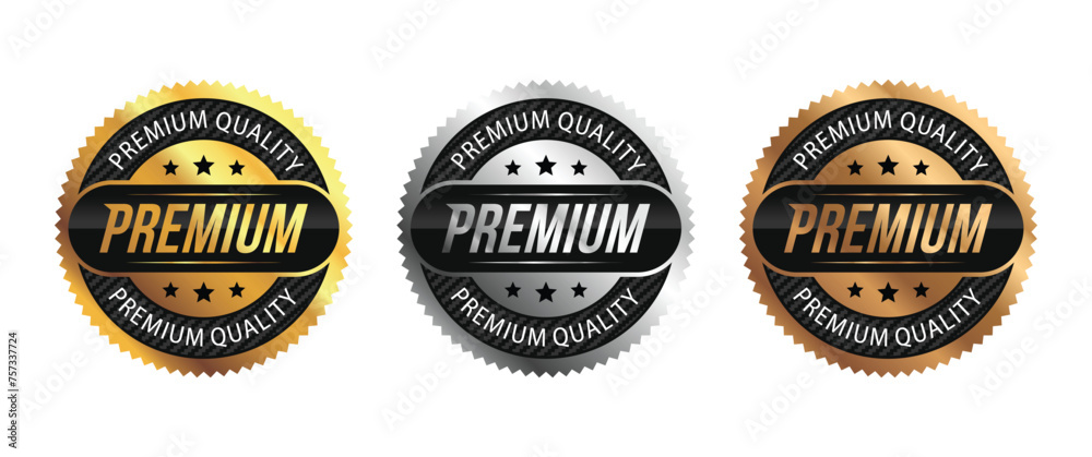 Premium quality carbon fiber vector badges. Luxury gold, silver, bronze ...