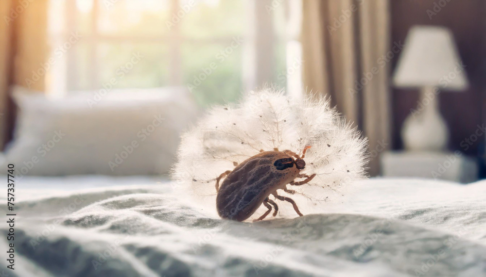 An Image Showcasing A Dust Mite Within A Bed Underscoring The ...