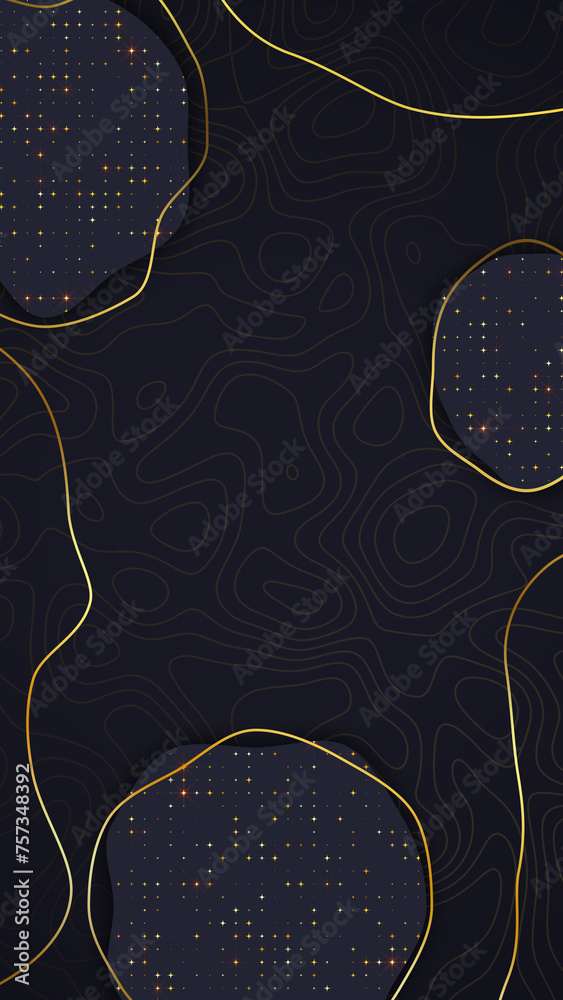 vertical abstract paper cut and shiny stars luxury background, golden ...