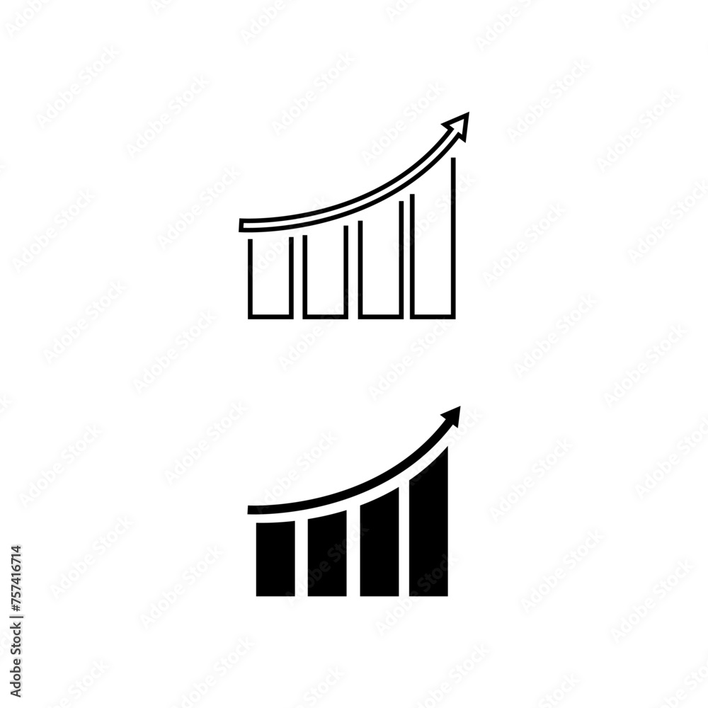 Growing graph icon set in line style. Business chart with arrow, Growths chart, Profit growing ...
