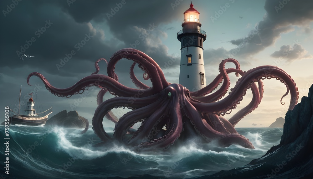 A thrilling image of the Sea Monster rising from the depths of the ...