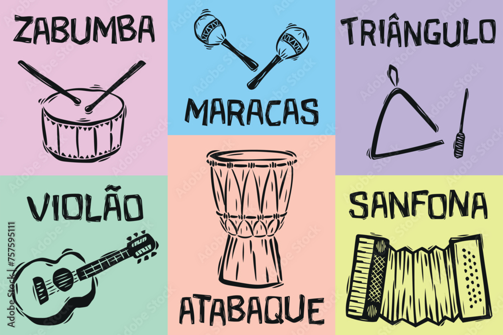 Musical instruments from the north and northeast of Brazil. Zabumba ...