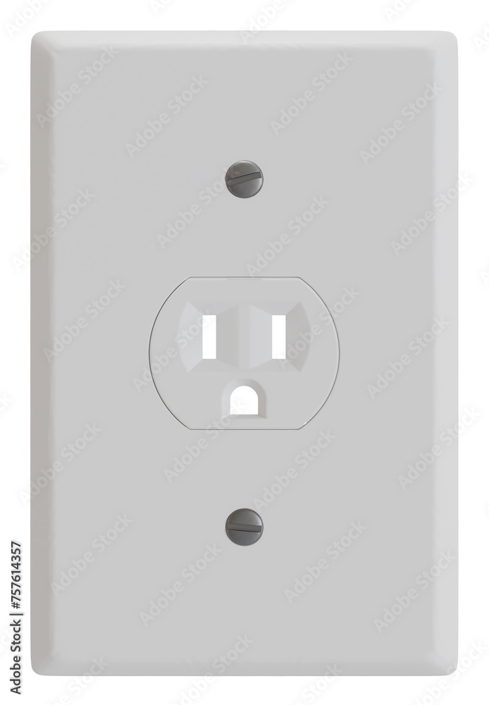 Electrical socket/outlet with white base, one input with three pins and ...