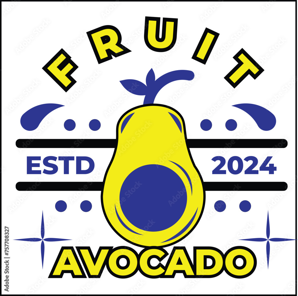 vector design illustration of fruit avocado with avocado in yellow and ...