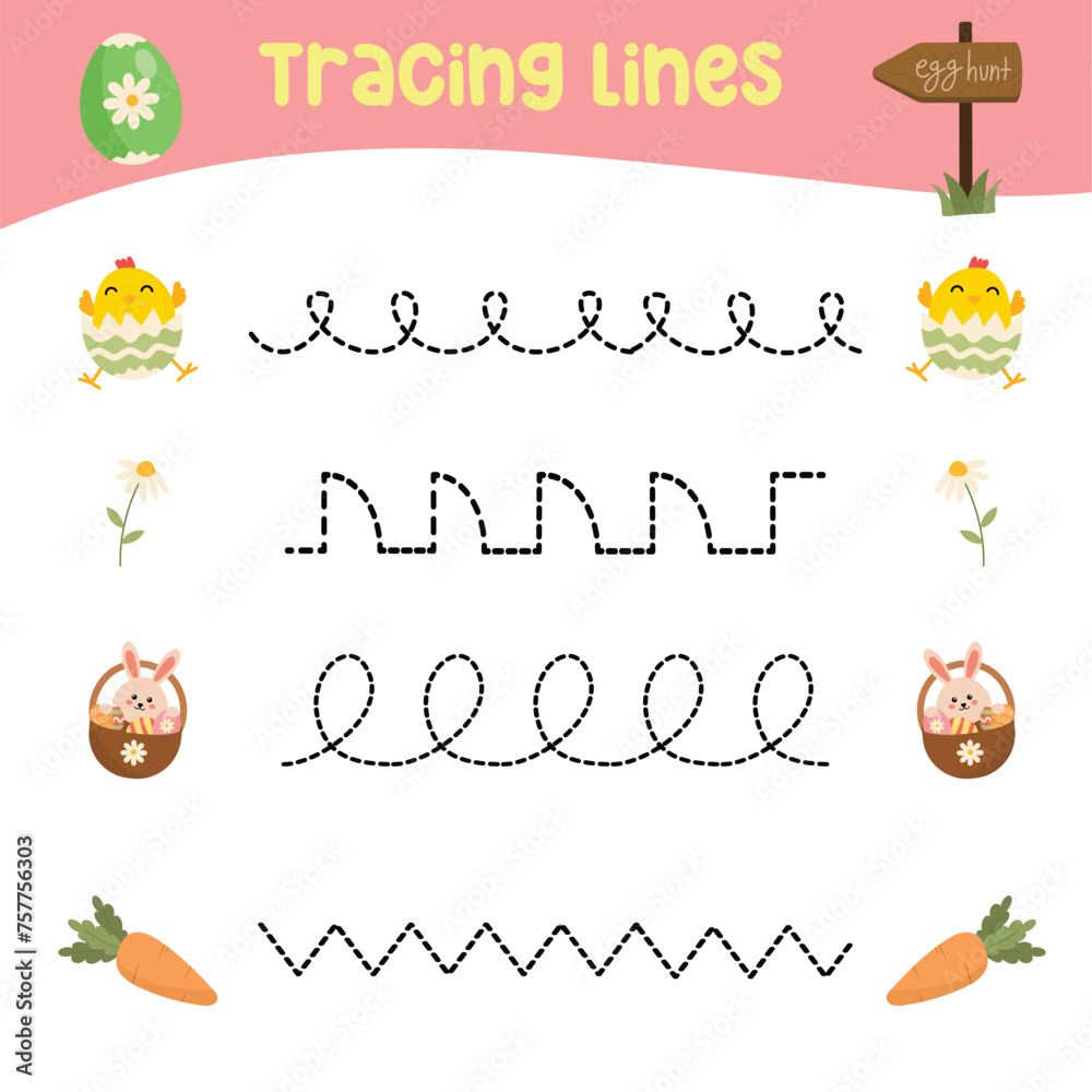 Tracing vertical lines activity for children. Tracing worksheet for ...