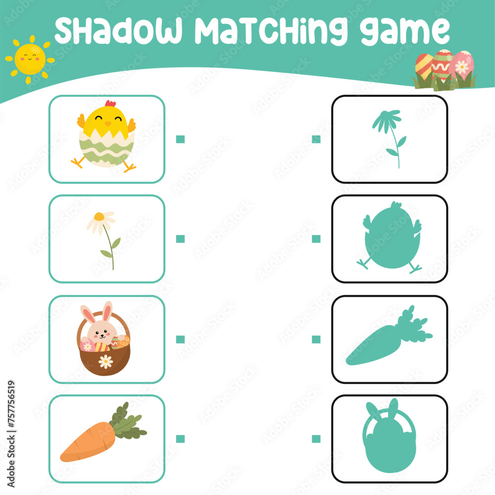 Matching shadow game for children. Find the correct shadow. Worksheet ...