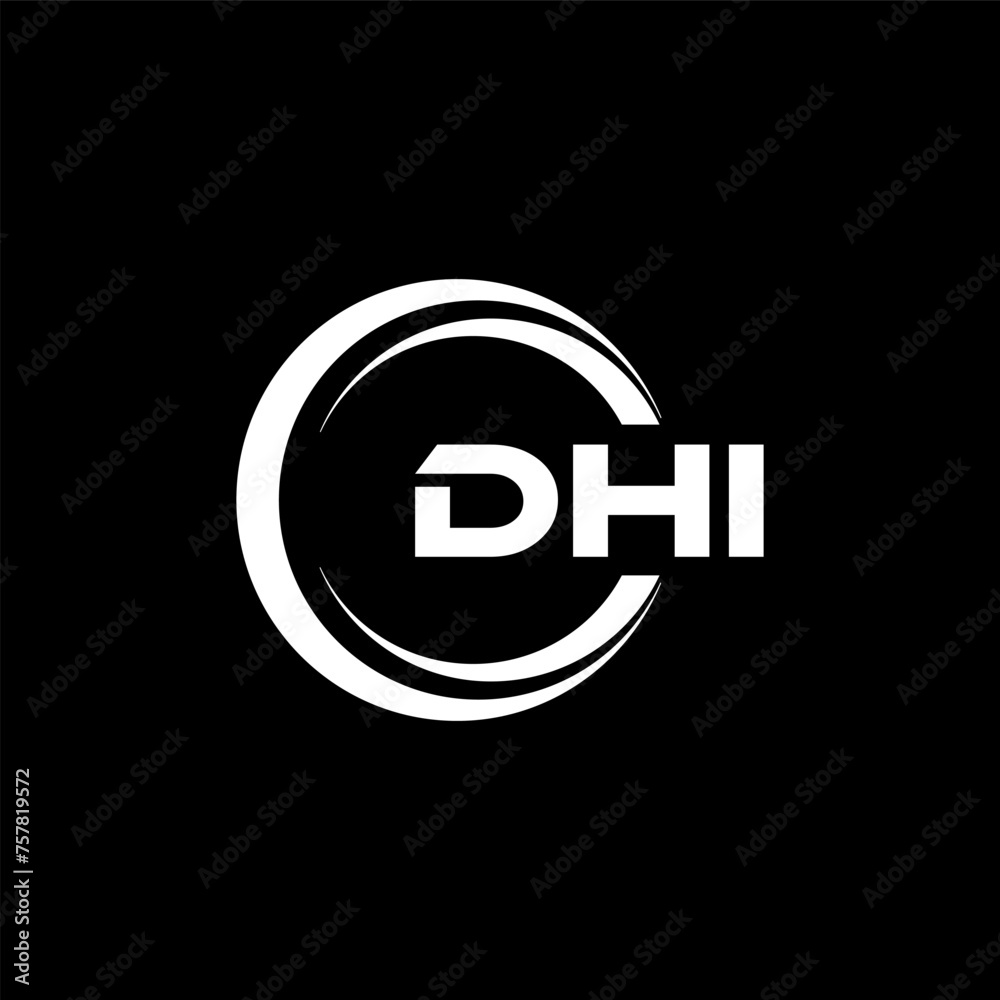 DHI letter logo design in illustration. Vector logo, calligraphy ...