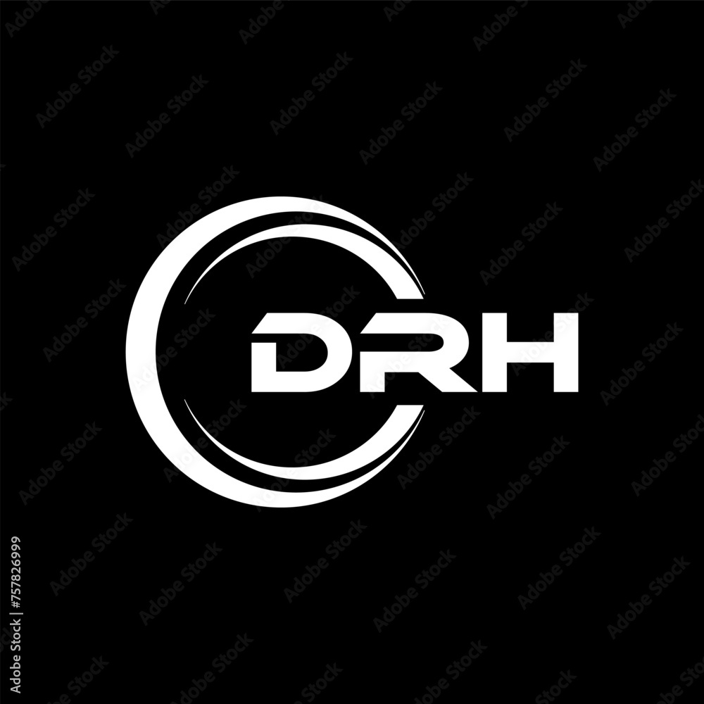 DRH letter logo design in illustration. Vector logo, calligraphy ...