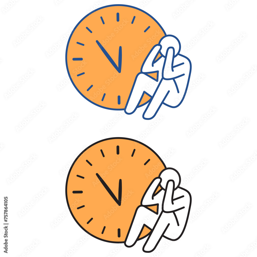 Lack of time.Man big watch.Time management.Office overwork.Stressed man ...