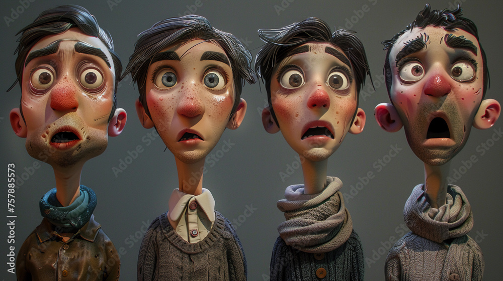 Focus on the facial expressions of the characters to convey their ...